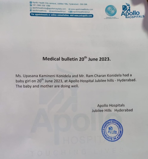 Ram Charan, Upasana Kamineni blessed with baby girl | Northeast Live