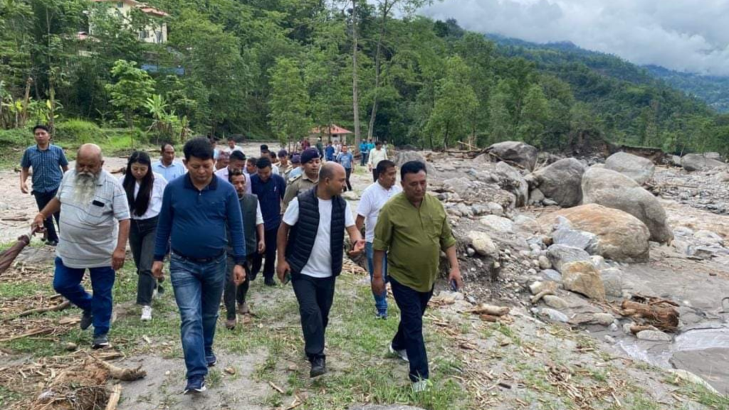 Sikkim Minister M.N Sherpa inspects flood affected areas at Daramdin ...