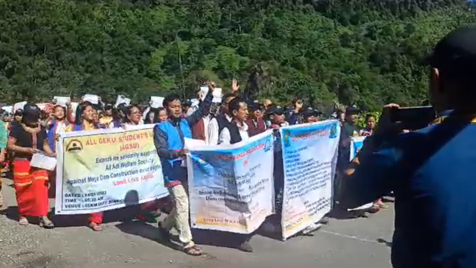 Arunachal Youth wings protest against construction of mega dams over ...