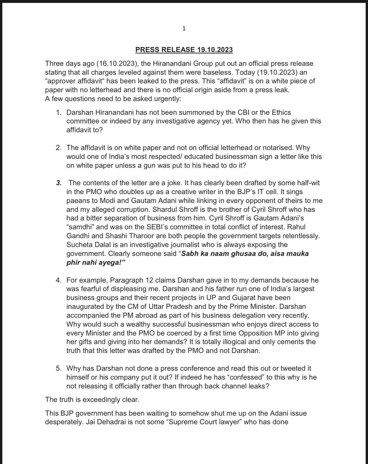 'Forced to sign white paper': TMC MP Mahua Moitra on businessman ...