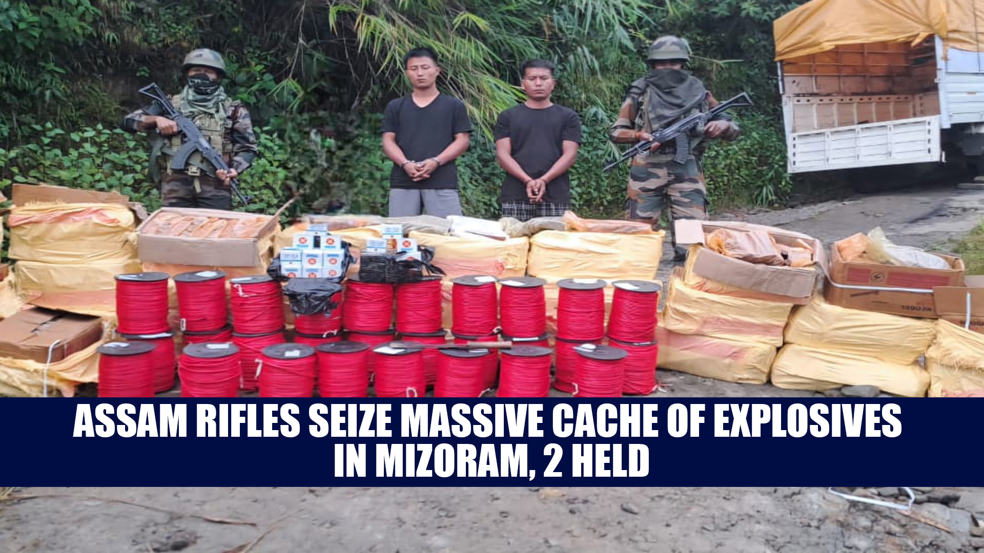 Massive Cache of Explosives Seized at Indo-Myanmar Border by Assam Rifles