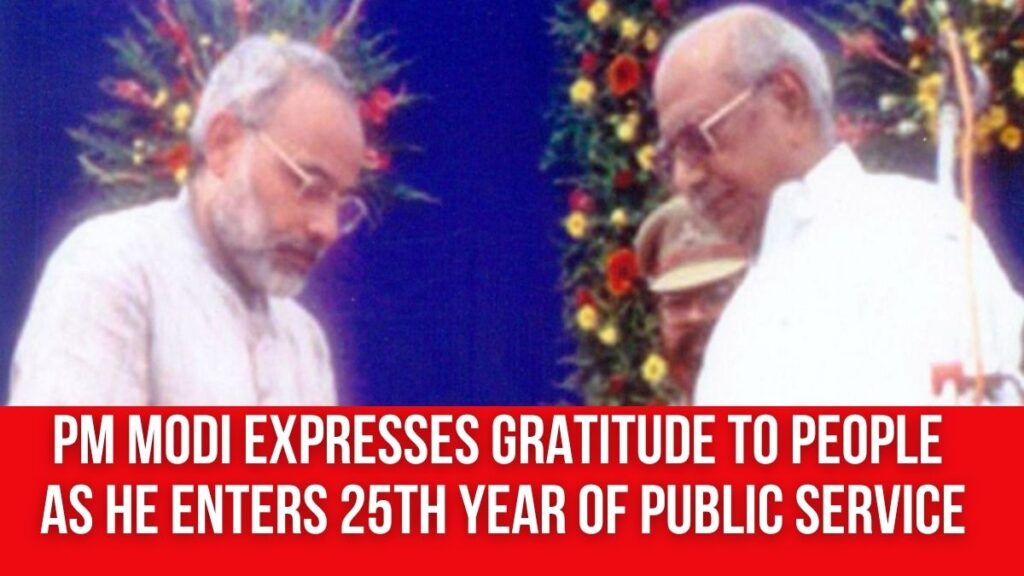PM Modi expresses gratitude to people as he enters 25th year of public service; vows to improve ...