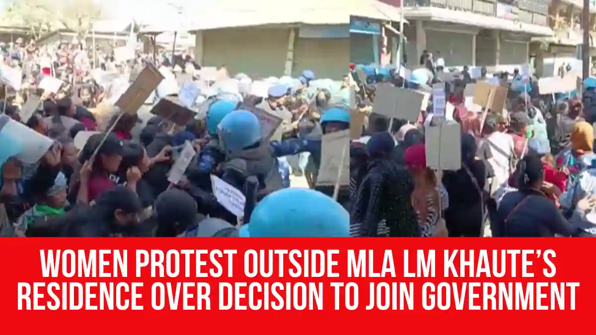Women Protest Outside MLA LM Khaute’s Residence Over Decision to Join ...
