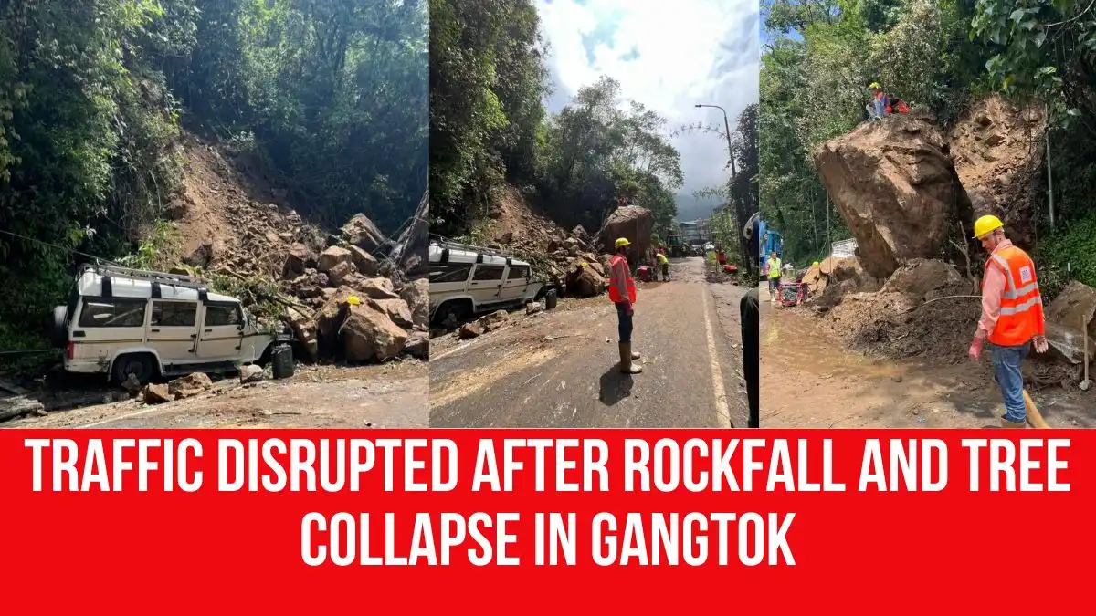 Traffic Disrupted After Rockfall and Tree Collapse in Gangtok